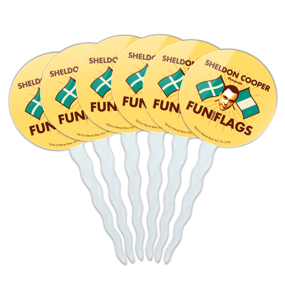 Big Bang Theory Sheldon Cooper Fun with Flags Cupcake Picks Toppers ...