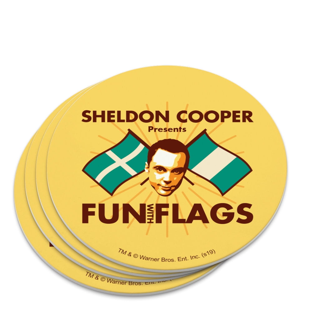 Big Bang Theory Sheldon Cooper Fun with Flags Novelty Coaster Set ...