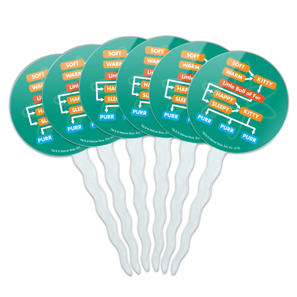 Big Bang Theory Soft Kitty Flow Chart Cupcake Picks Toppers Decoration ...