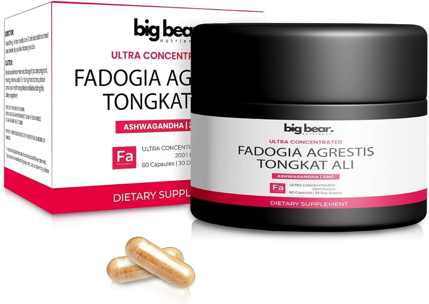 Big Bear Nutrients Fadogia Agrestis & Tongkat Ali Botanical Supplement ...