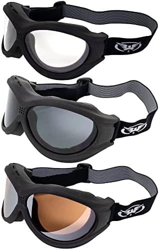 Big Ben Anti Fog Motorcycle Safety Goggles Fitover Padded Black Frame w ...