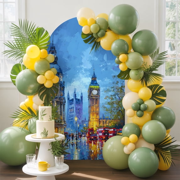 Big Ben Arch Backdrop Cover, 5FT, Urban Street Red Bus Impressionist ...