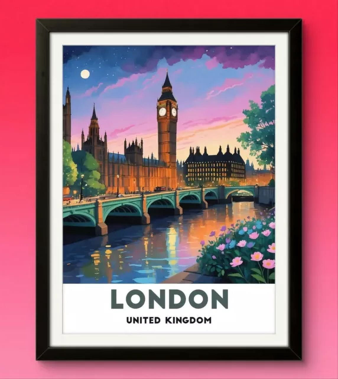 Big Ben At Night Poster - Iconic London Landmark Home Decor Vintage Art ...