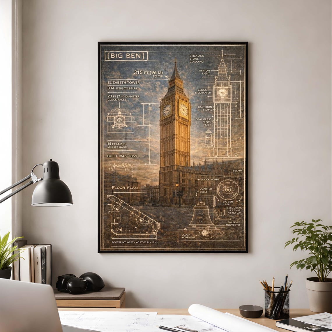 Big Ben BlueLondon Landmark Art Architect Clock Tower Infographic ...