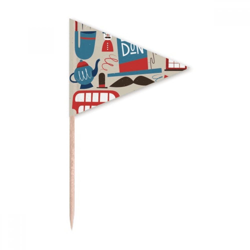 Big Ben British Bus England Flag Toothpick Triangle Cupcake Toppers ...