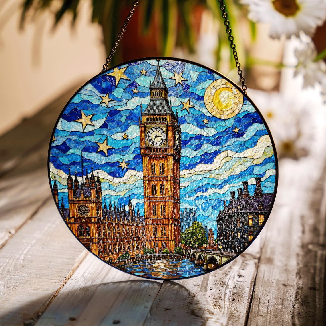 Big Ben Glass Suncatcher, Starry Night London Skyline Art, 3.5 in ...