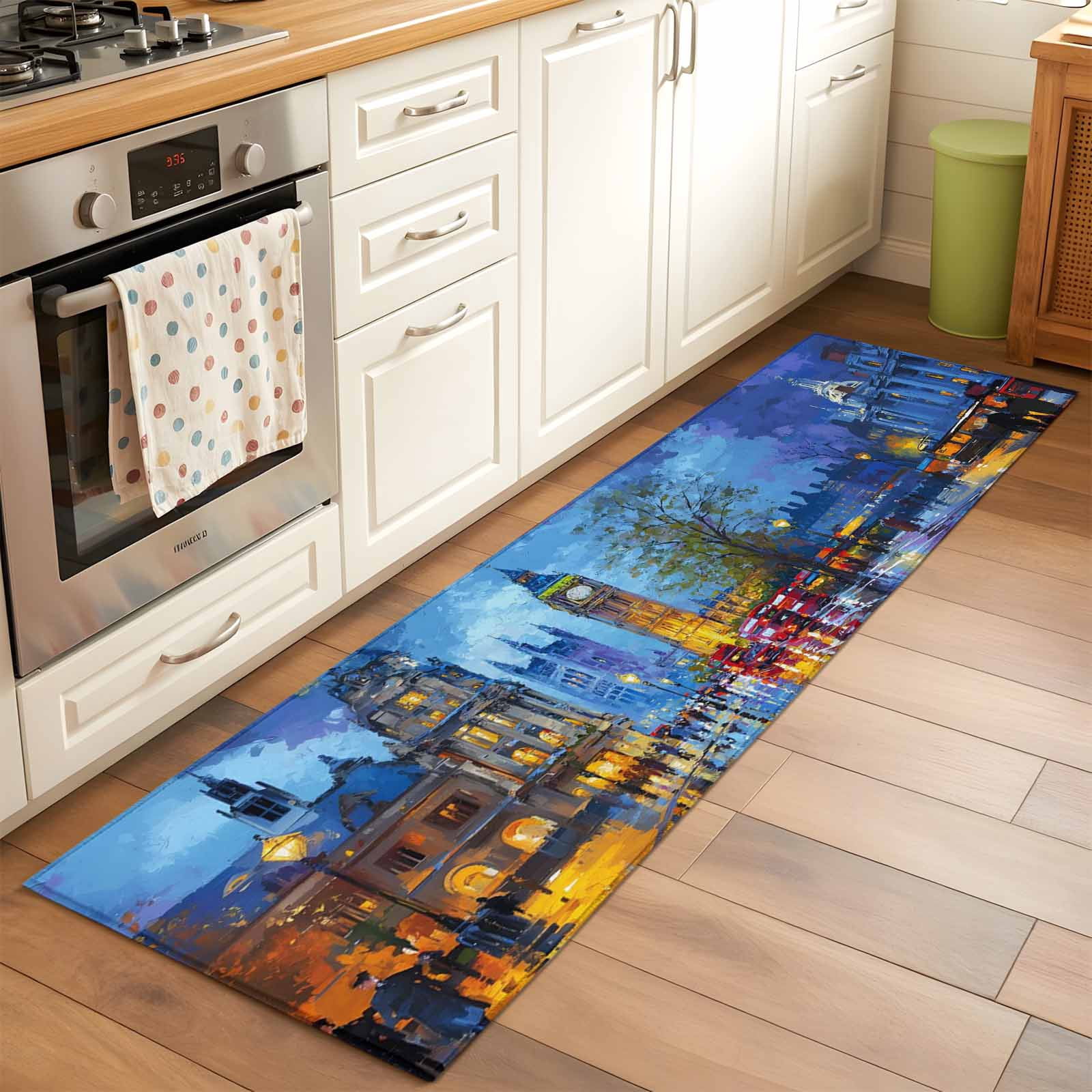 Big Ben Hallway Washable Runner Rug 2x6 Urban Street Red Bus ...