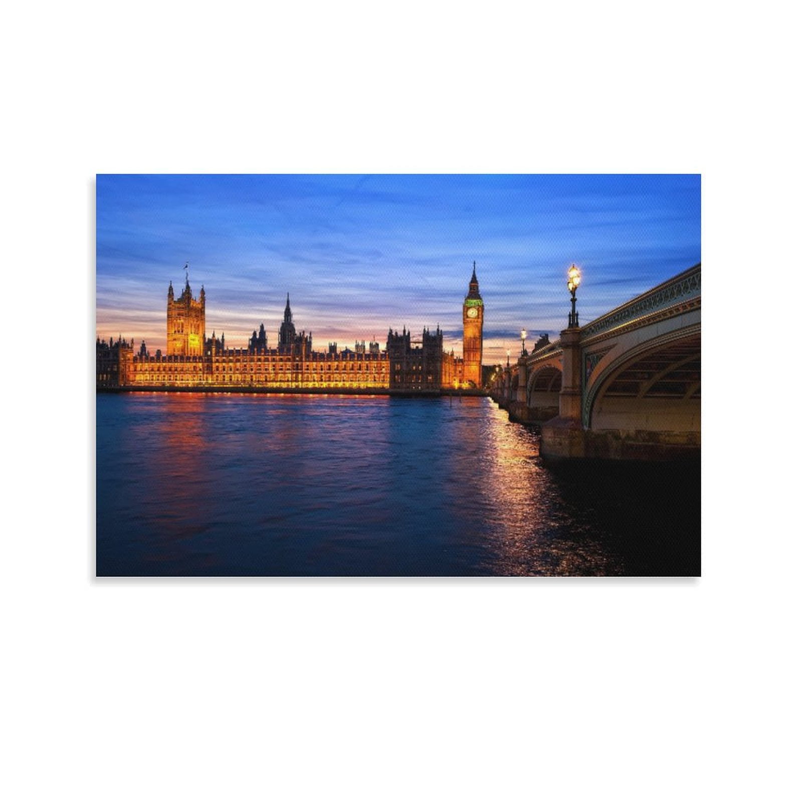 Big Ben And Houses of Parliament at Night, London, UK Canvas Art Poster And Wall Art Picture ...