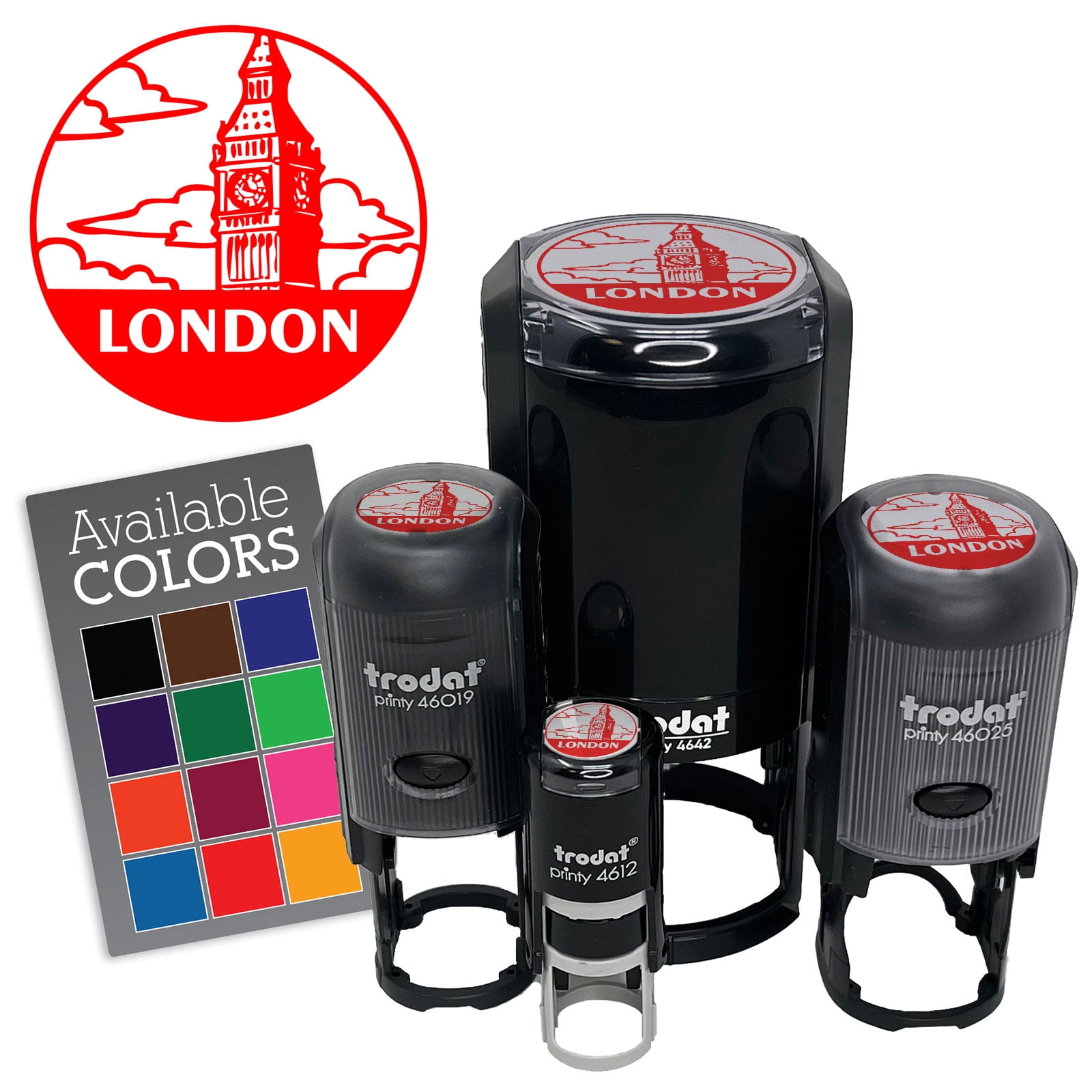 Big Ben London Landmark Destination Circle Self-Inking Rubber Stamp for ...