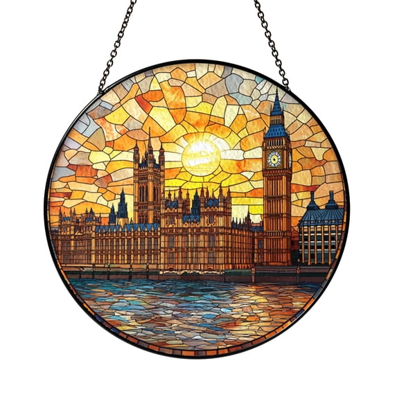 Big Ben London Scene Stained Glass Round Suncatcher – Travel Lover ...