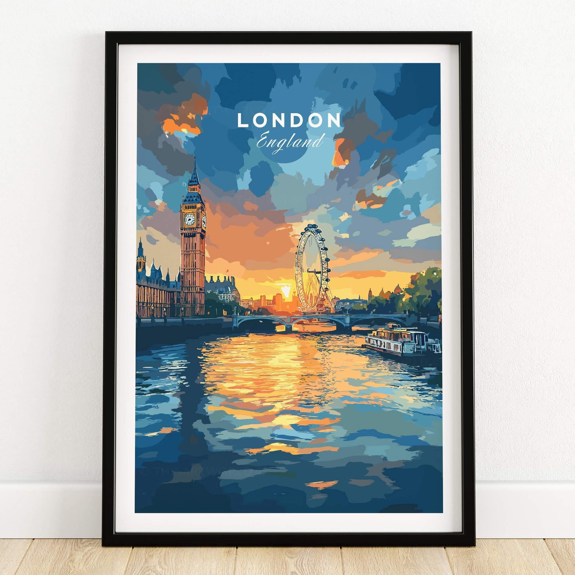 Big Ben London Skyline Poster Sunset Cityscape Wall Print British ...