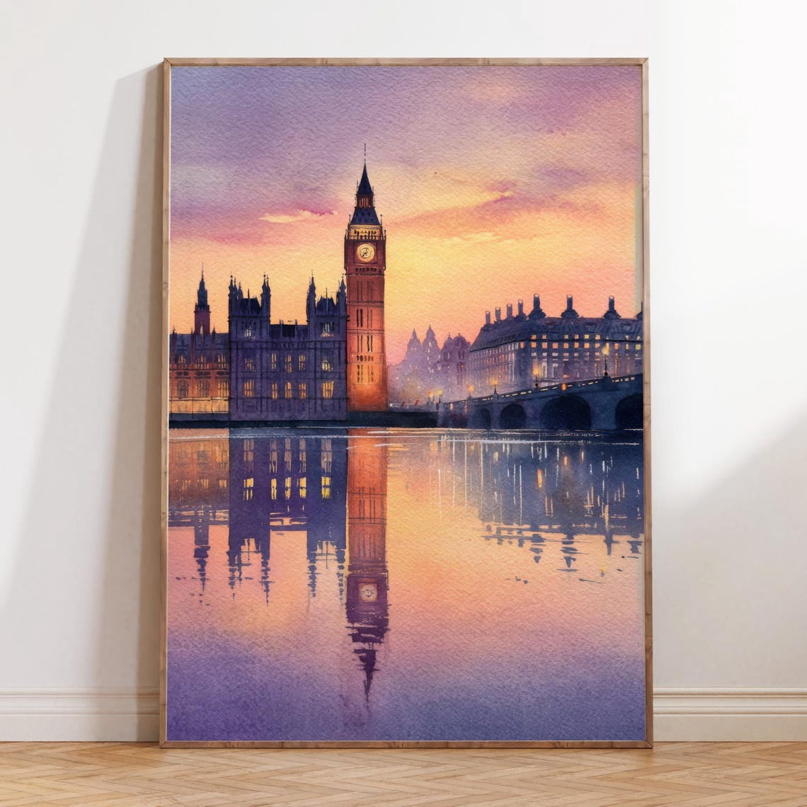 Big Ben London UK City Skyline Print, Unframed Canvas Size 8x12 ...