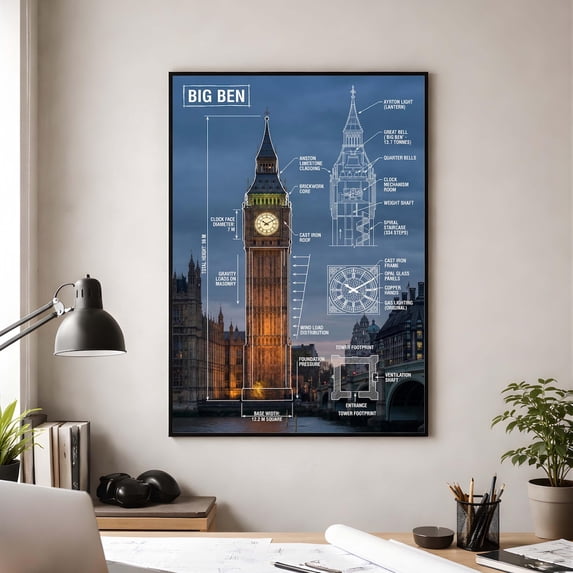 Big Ben Structural Art London Architecture Elizabeth Tower Plan Wind ...