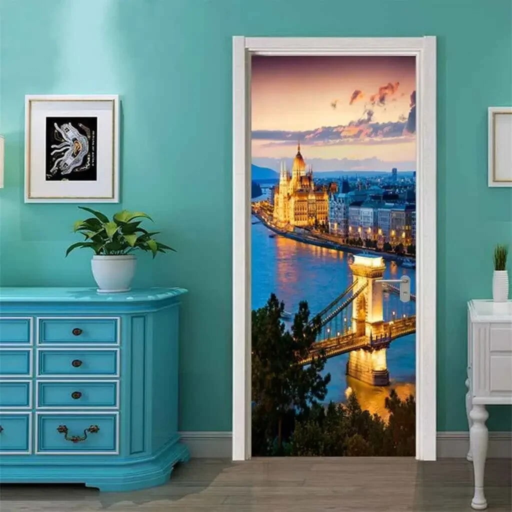 Big Ben door stickers City landscape at night decals city building door ...
