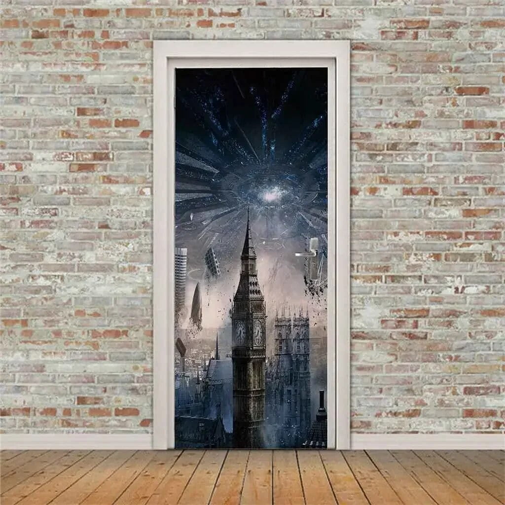 Big Ben door stickers City landscape at night decals city building door ...