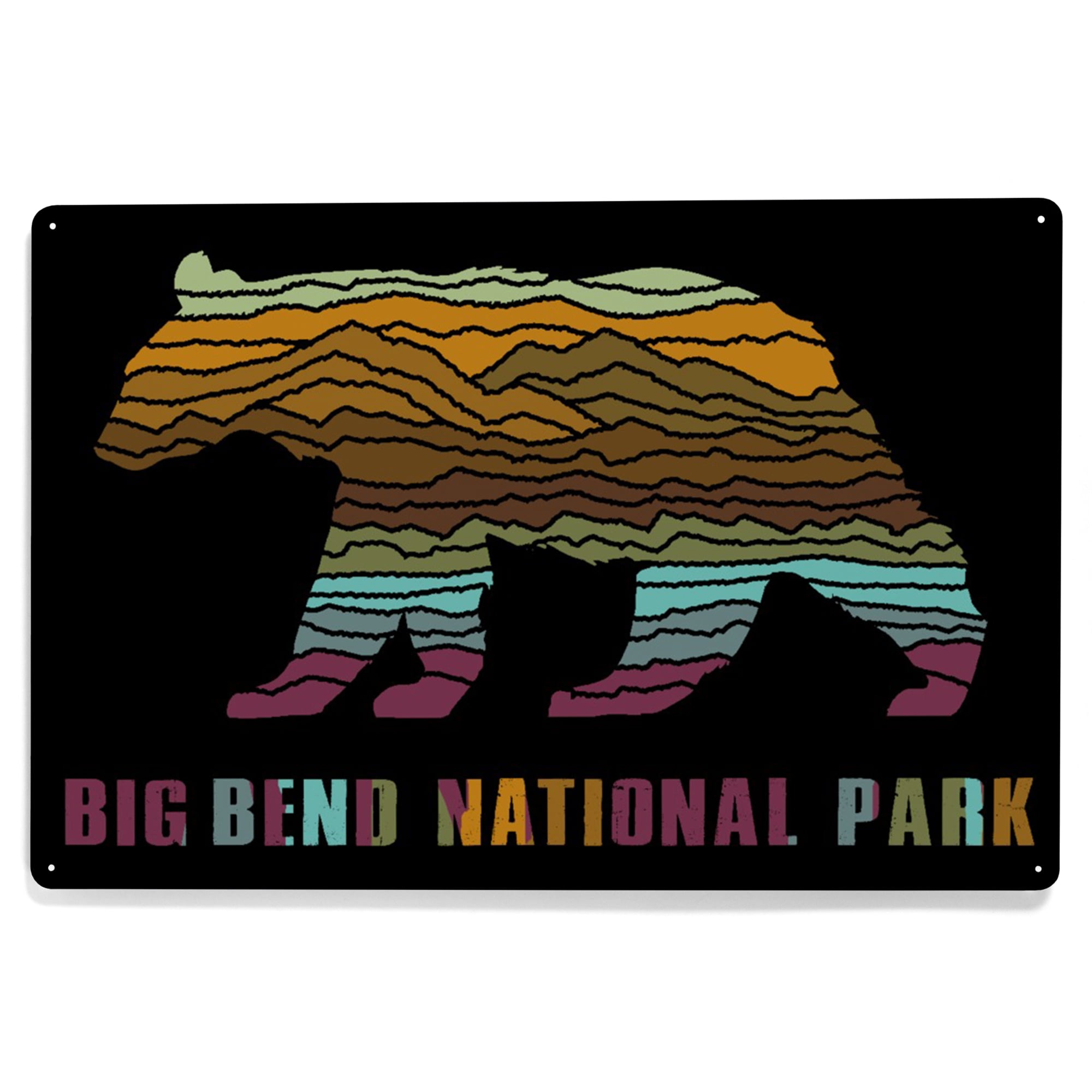 Big Bend, Black Bear, Abstract Mountain Scene (12x18 Aluminum Art ...