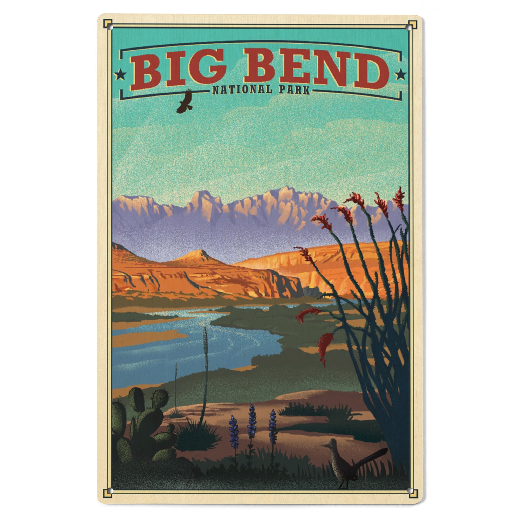 Big Bend National Park, Lithograph National Park Series Birch Wood Wall ...
