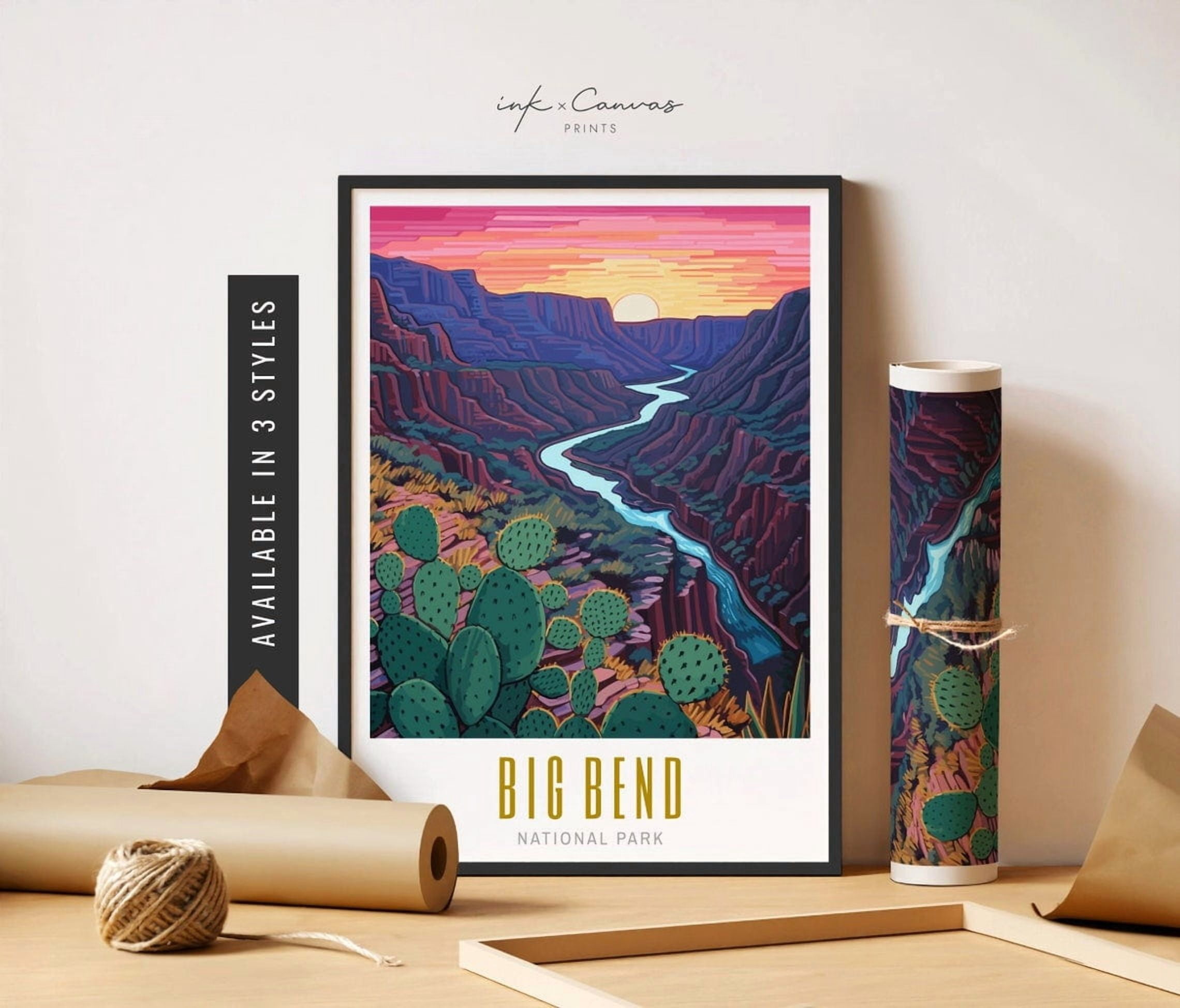 Big Bend National Park Poster Texas Mountain Art Big Bend Poster Canyon ...