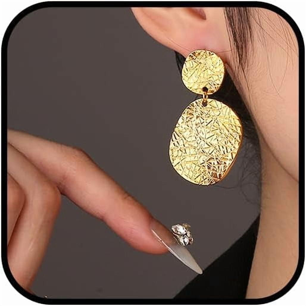 Big Best Statement Hammered Gold Disc Dangle Earrings Vintage Spacious ...