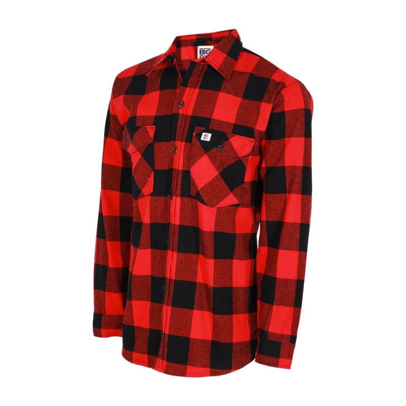 Big Bill 121 Brawny Flannel Shirt-384 Plaid Red & Black-Regular-L ...