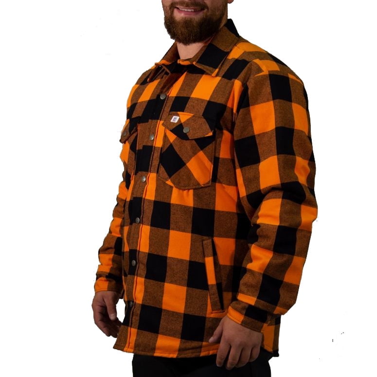 Big Bill 223Q Quilted Flannel Shirt Jacket with Pockets-Plaid Orange ...