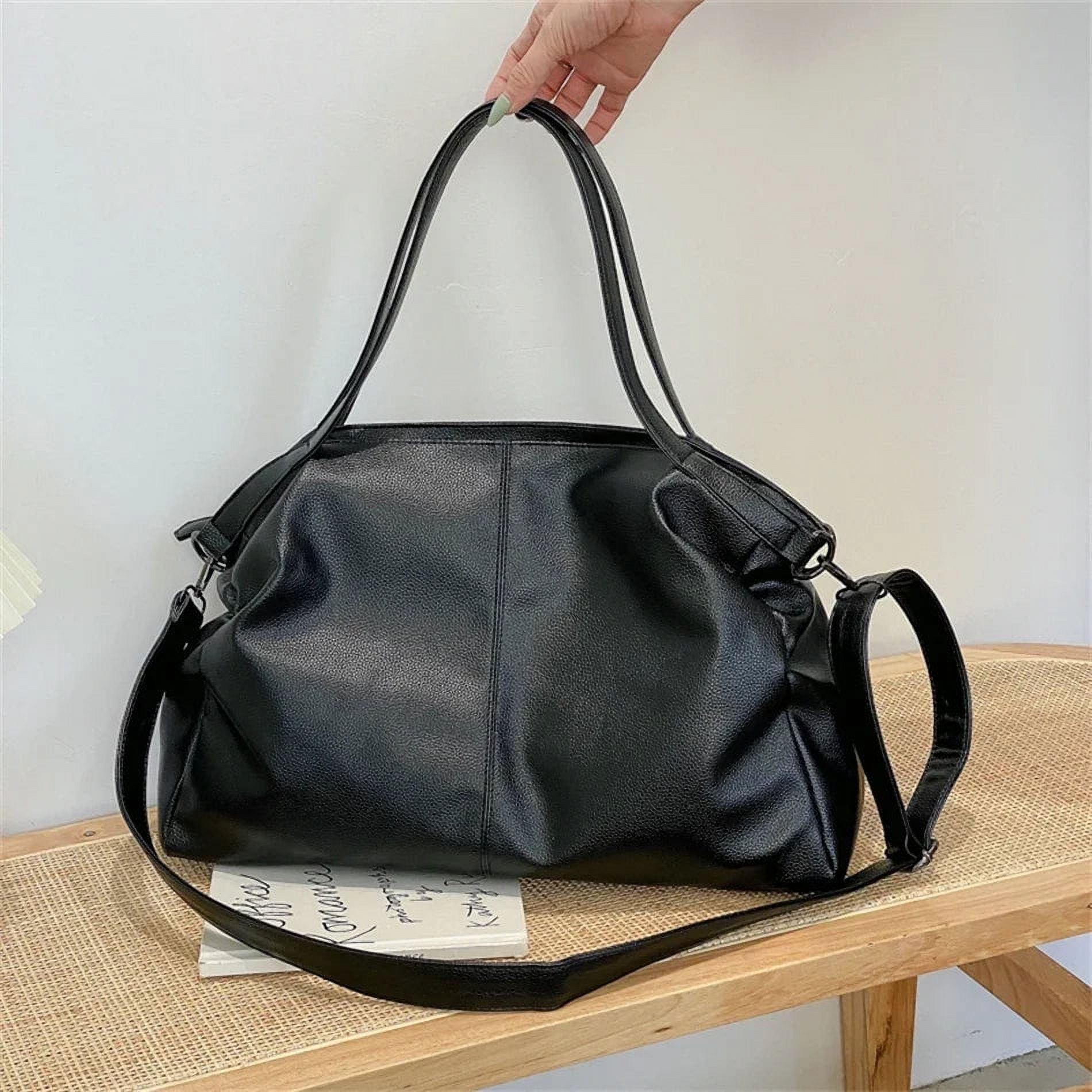 Big Black Shoulder Bags for Women Large Hobo Shopper Sac Solid Color Quality Soft Leather ...