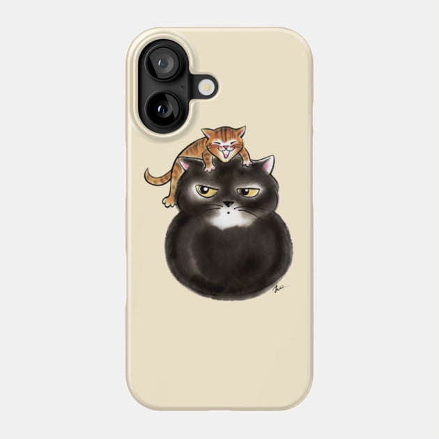 Big Black and Golden Cat Art Phone Case for Apple iPhone 11-17 Series ...