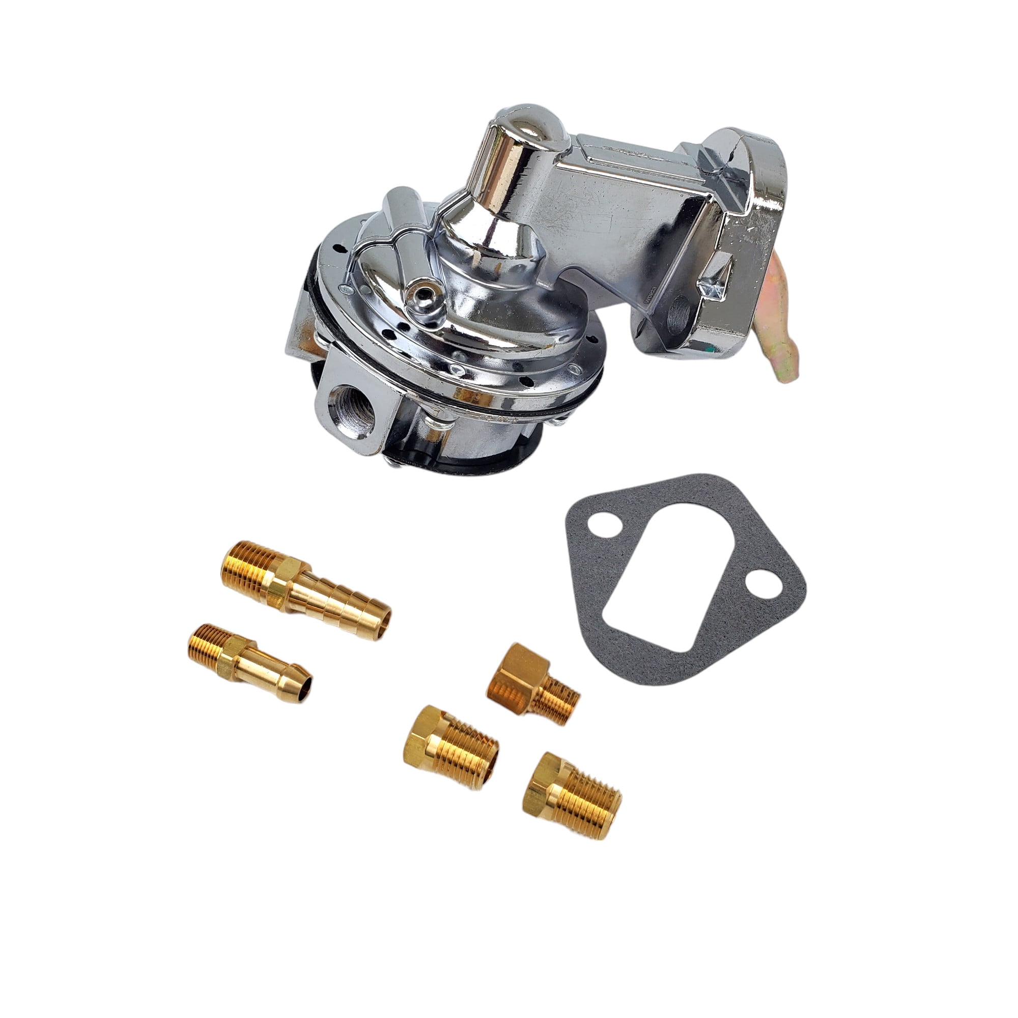 Big Block Chevy Chrome Mechanical Fuel Pump 80 GPH BBC 366 396 402 427 454 With Brass Fittings ...