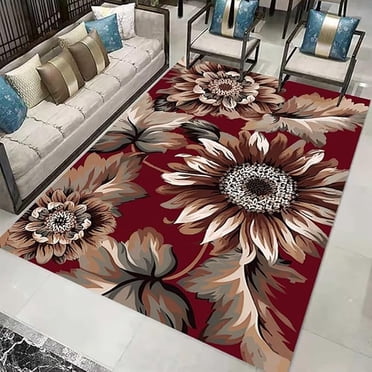 Colorful Blooming Flowers Area Rugs For Living Dinning Room Modern ...