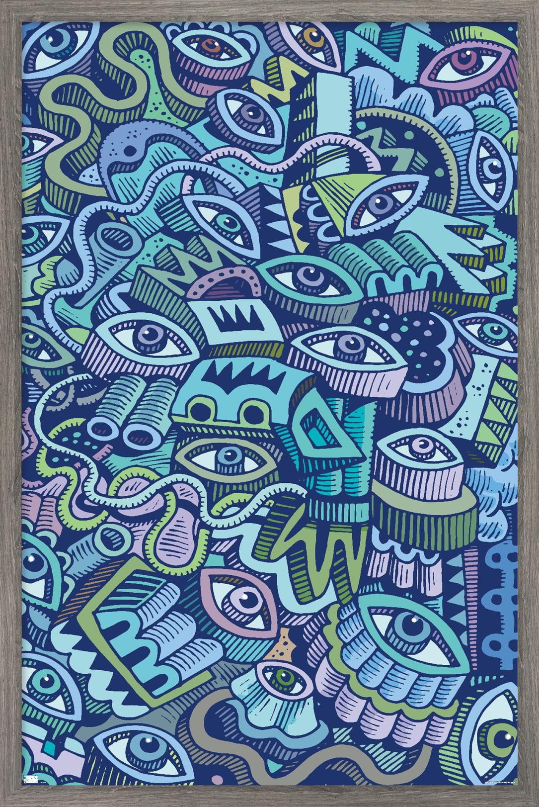 Big Blue Doodle Wall Poster, 22.375" x 34" Framed - Walmart.com