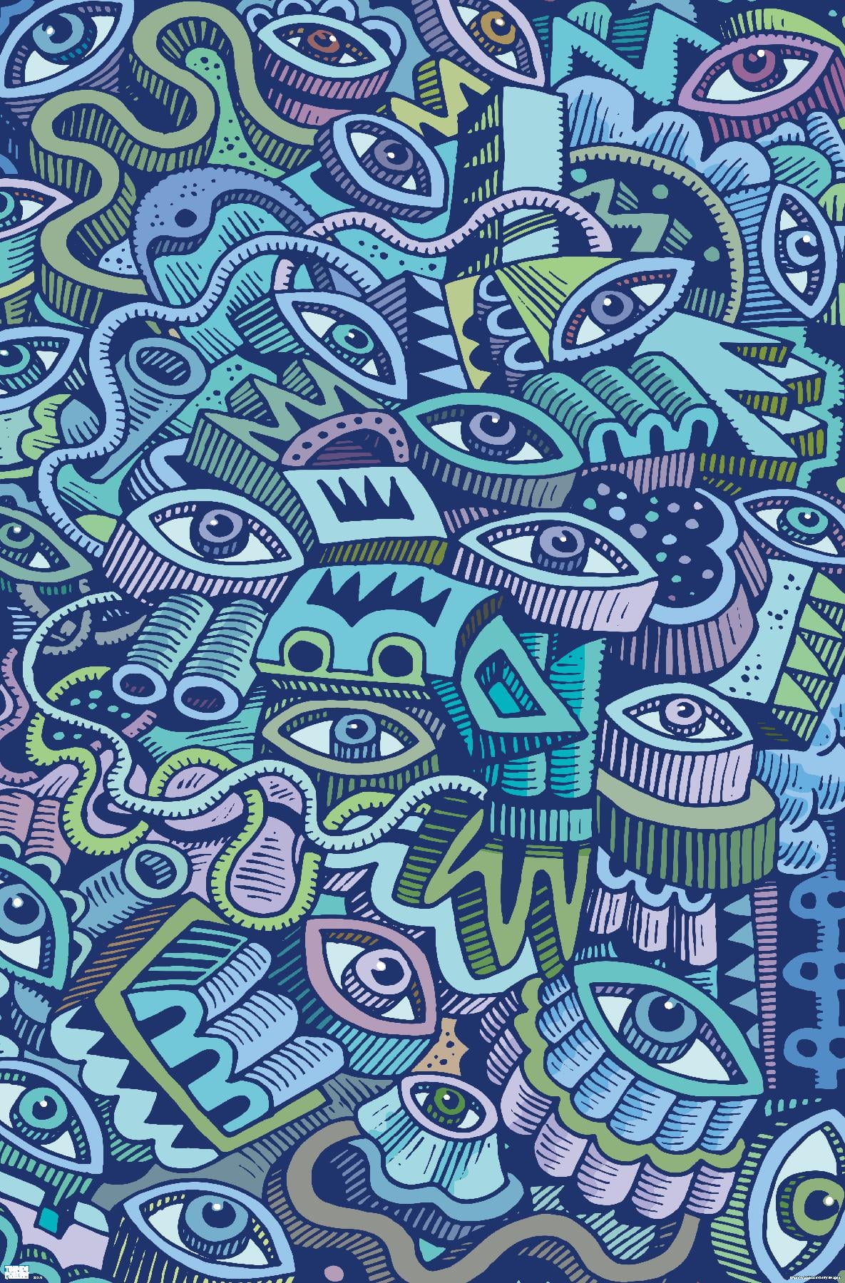 Big Blue Doodle Wall Poster, 22.375" x 34" - Walmart.com