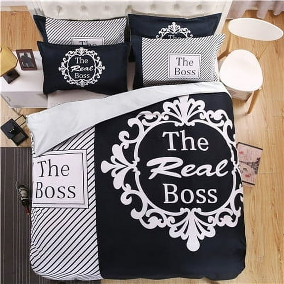 Big Boss Black N White His Her Valentine Bedding Set Duvet Cover Pillow ...