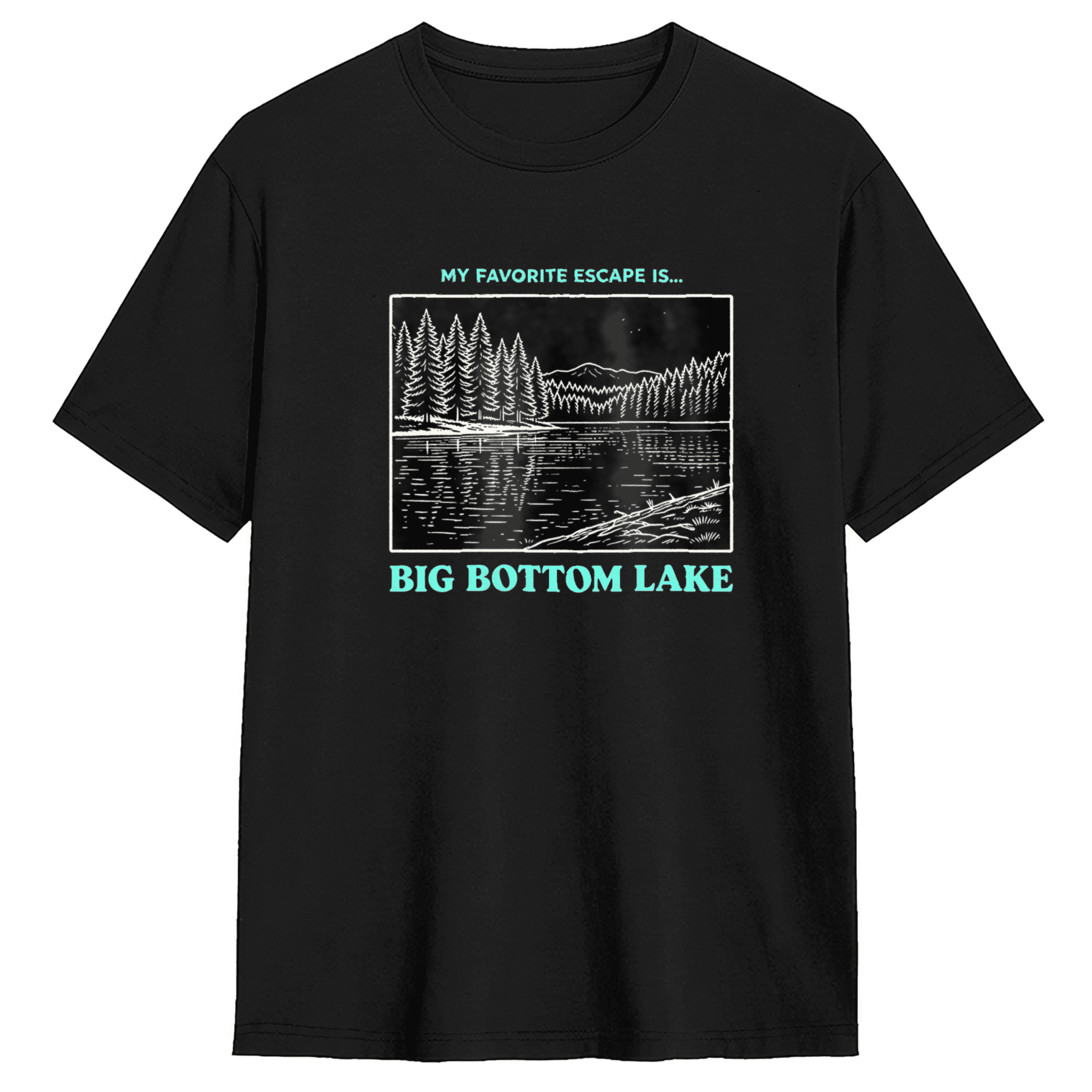 Big Bottom Lake Vintage Graphic Tee For Men, Outdoor Camping Cotton ...