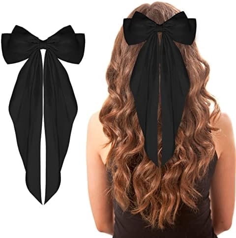 Big Bow Long Tail Ribbon Hair Pins Soft Silky Satin Hair Clip Metal ...