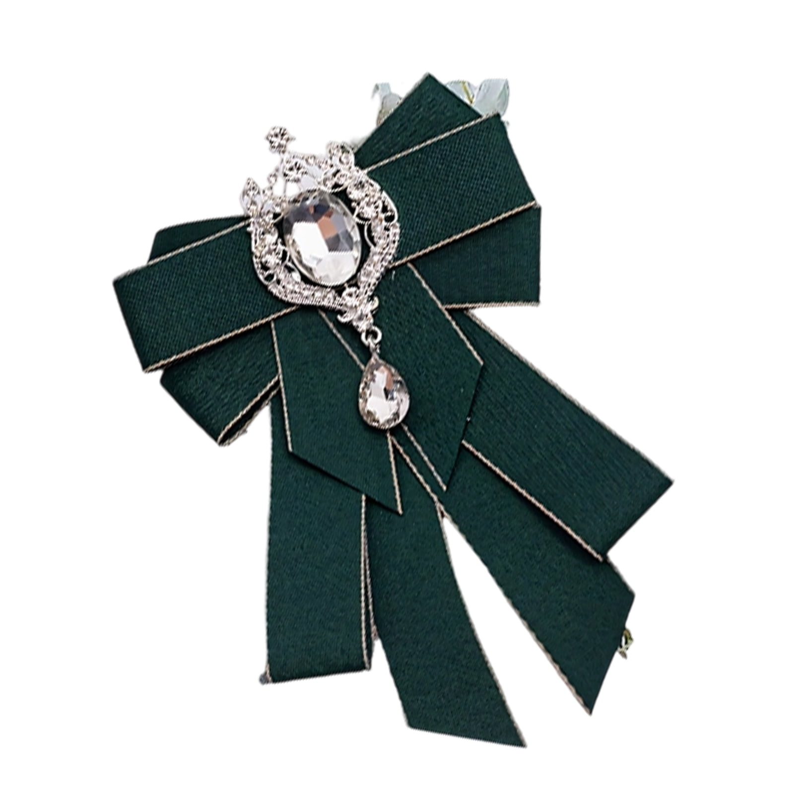 Big Bowtie Neck Tie Rhinestones Corsage Collar Pin Elegant Costume ...