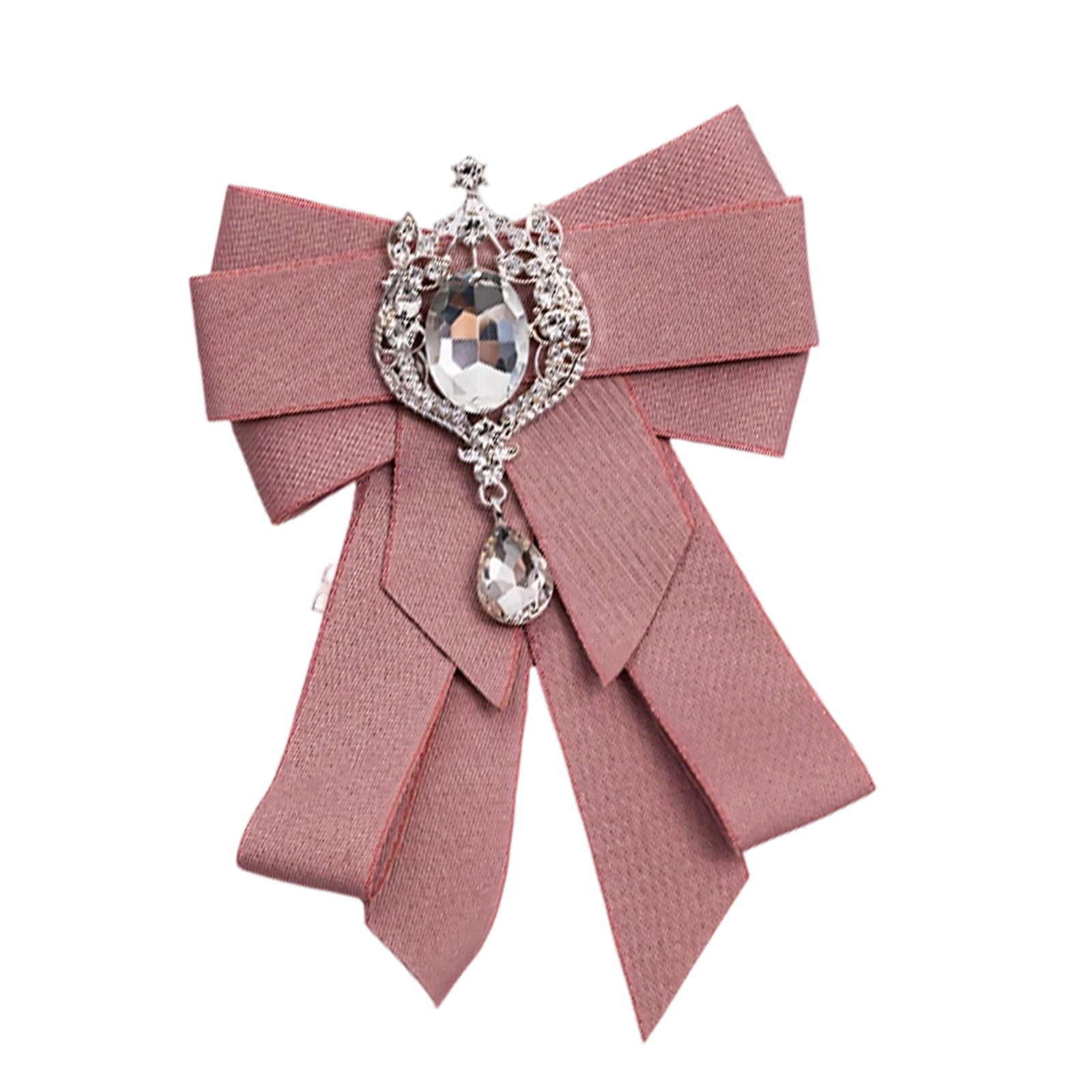 Big Bowtie Neck Tie Rhinestones Corsage Collar Pin Elegant Costume ...