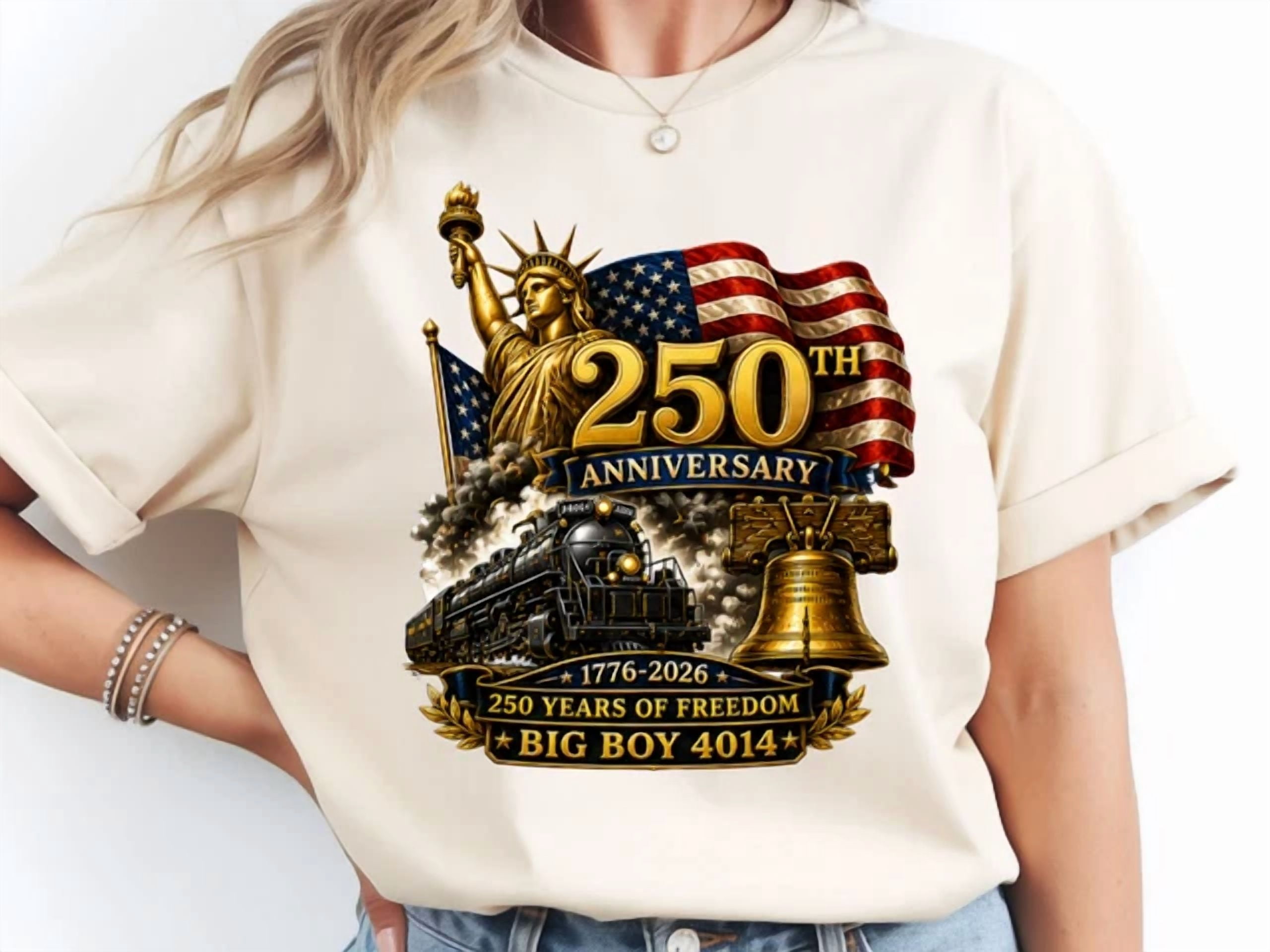 Big Boy Locomotive Shirt USA 250th Anniversary 4th of July Train Tee ...