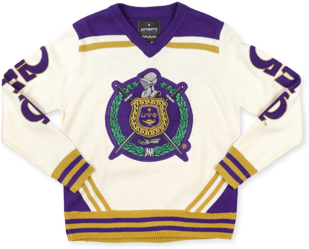 Big Boy Omega Psi Phi Divine 9 S5 V-Neck Sweater [Ivory White - M ...