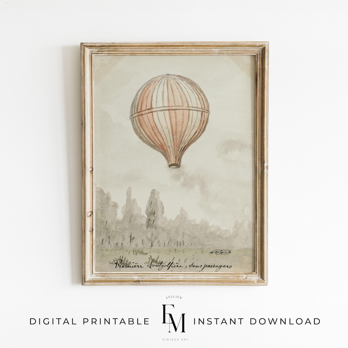 Big Boy Room Art Vintage Print Hot Balloon Drawing Nursery Decor ...