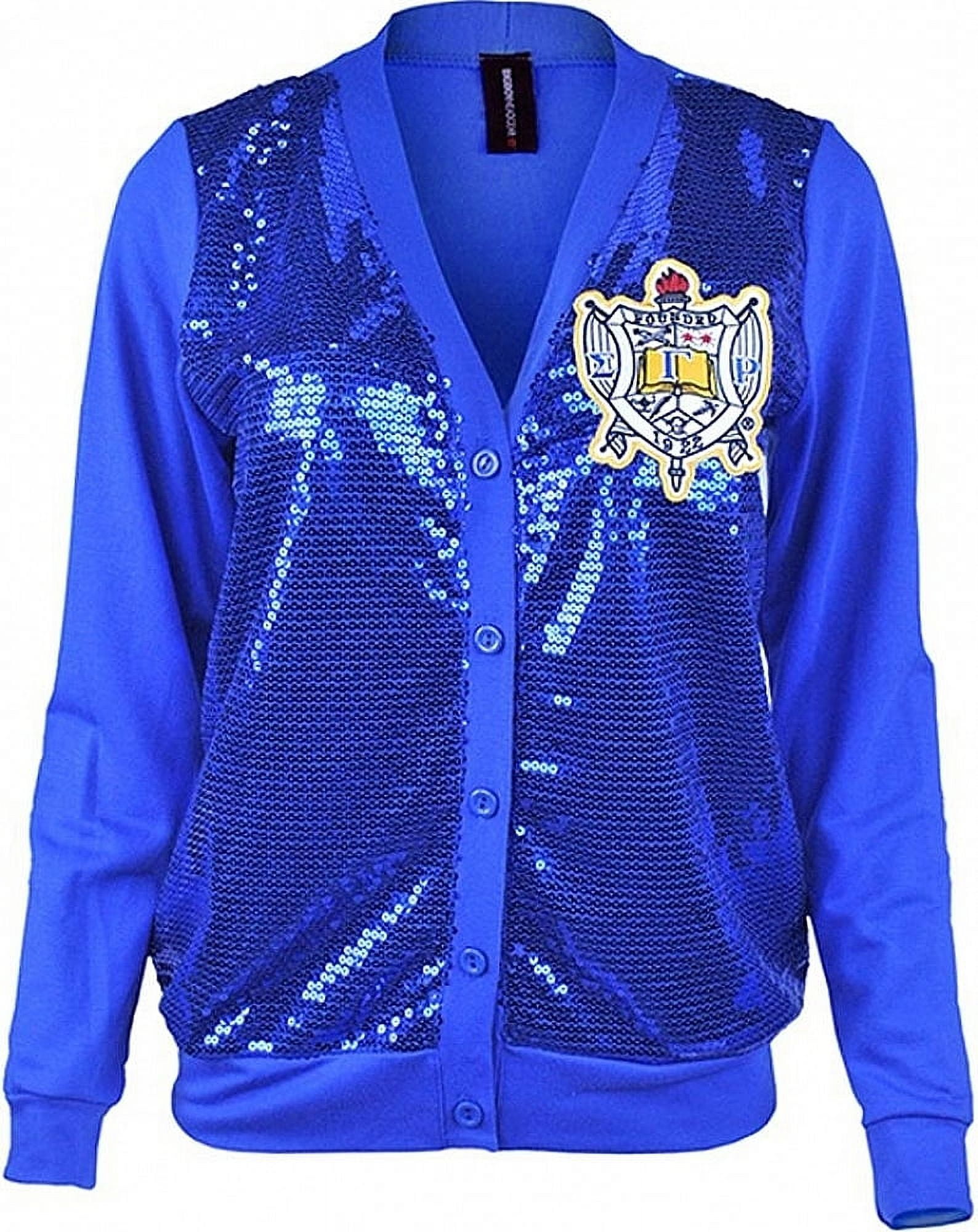 Big Boy Sigma Gamma Rho Sequins Divine 9 Ladies Cardigan [Royal Blue ...