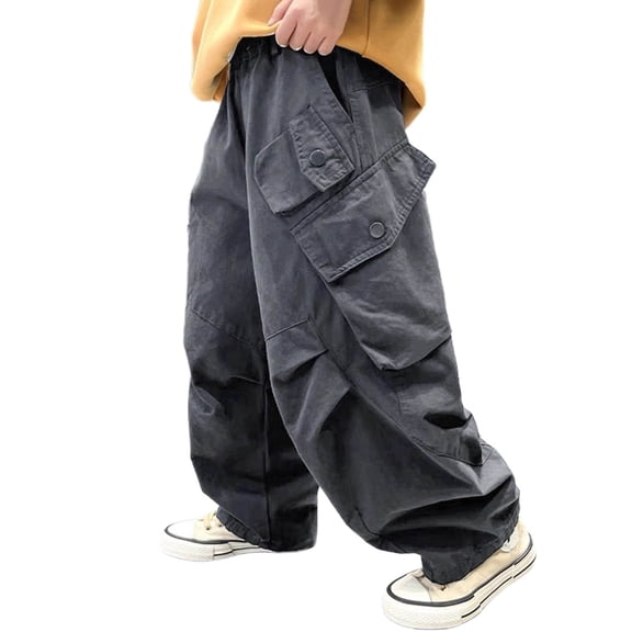 Boys Pants Wide Leg Casual Loose Fit Long Big Teenagers Trousers ...