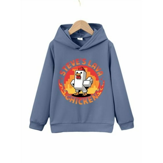 Big Boys Casual Hoodies Pixel Style "Steve's Lava Chicken" Graphic Long ...