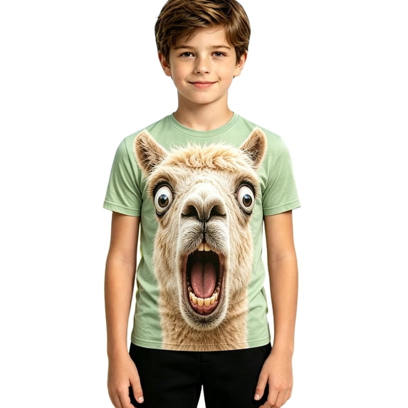 Big Boys Crewneck T-shirt Sheep Print Funny Animal Graphic Short Sleeve ...