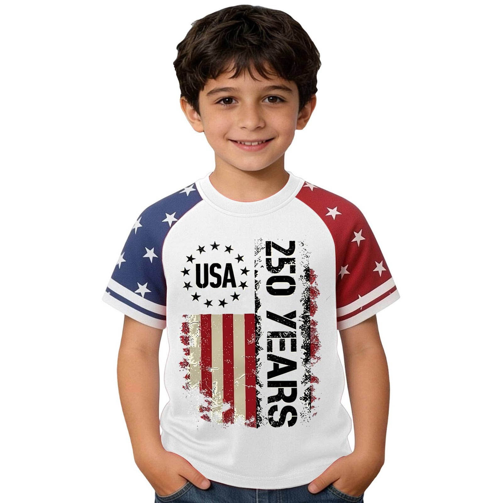 Big Boys Fourth of July Shirts Patriotic Print Short Sleeve Casual ...