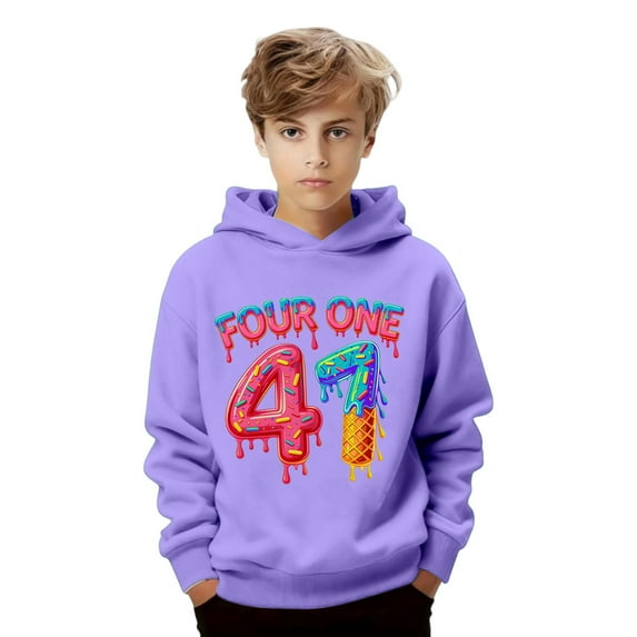 Big Boys Graphic Print Hooded Sweatshirt Long Sleeve Pullover Casual ...