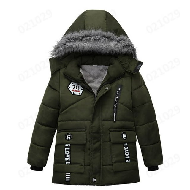 Big Boys Jacket Hooded Parka Zip Up Thermal Coats Puffy Quilted Autumn ...
