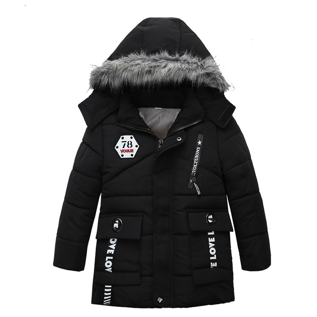 Big Boys Jackets for Boys Hooded Parka Zip Up Thermal Coats Puffy ...