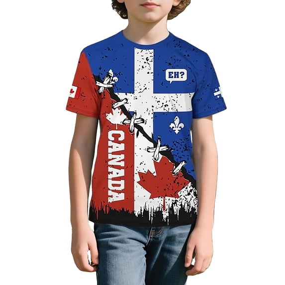 Big Boys Kids Crewneck T-Shirts Short Sleeve With Canada Print For ...