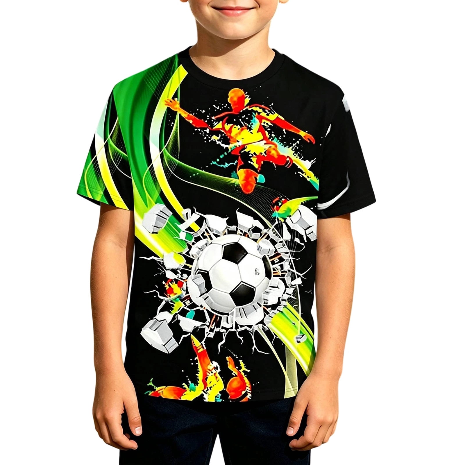 Big Boys Kids T Shirts Clothes Youth Top Lightweight Football Theme Tee ...