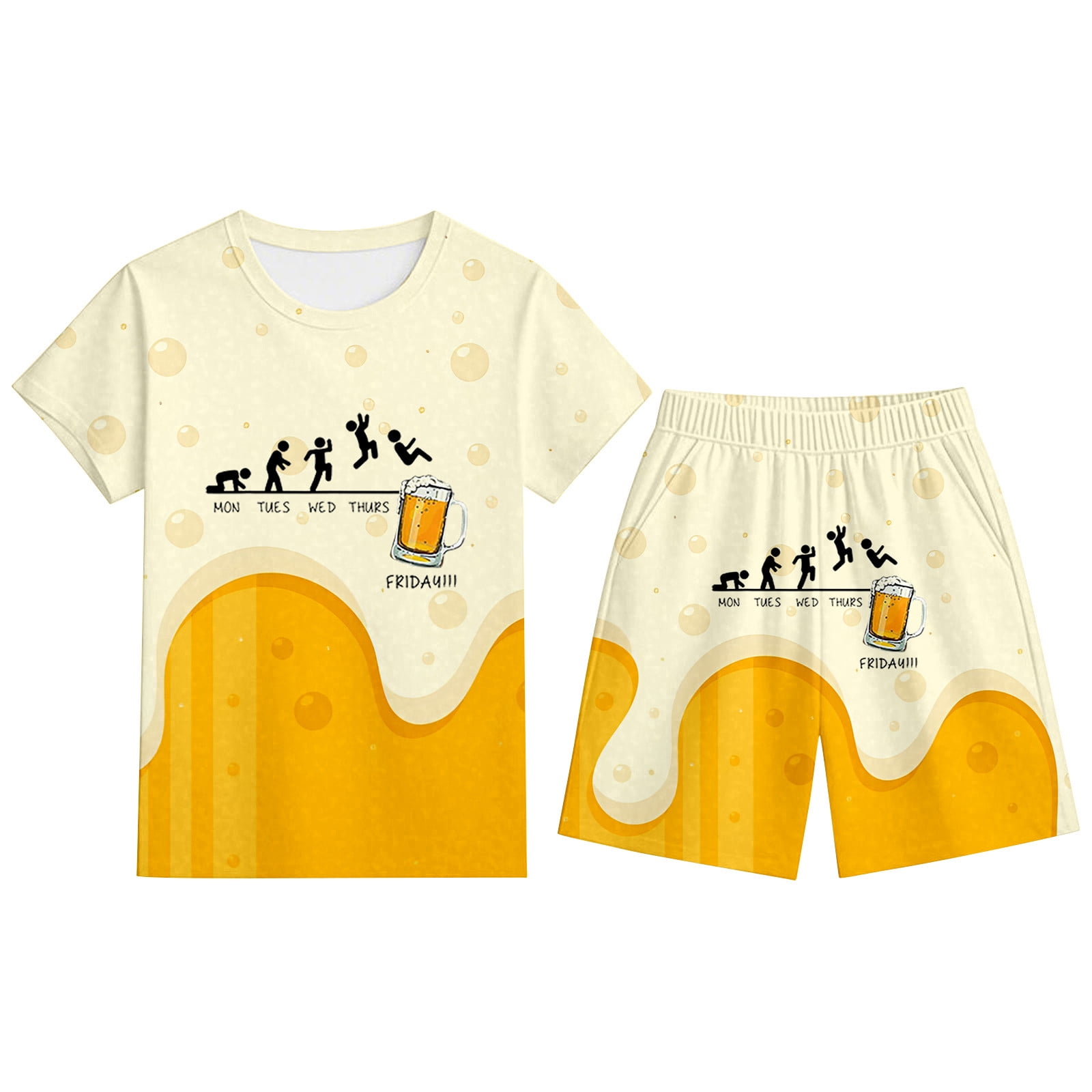 Big Boys Outfits Sets Girls Festival Print Short Sleeve Short Pants ...